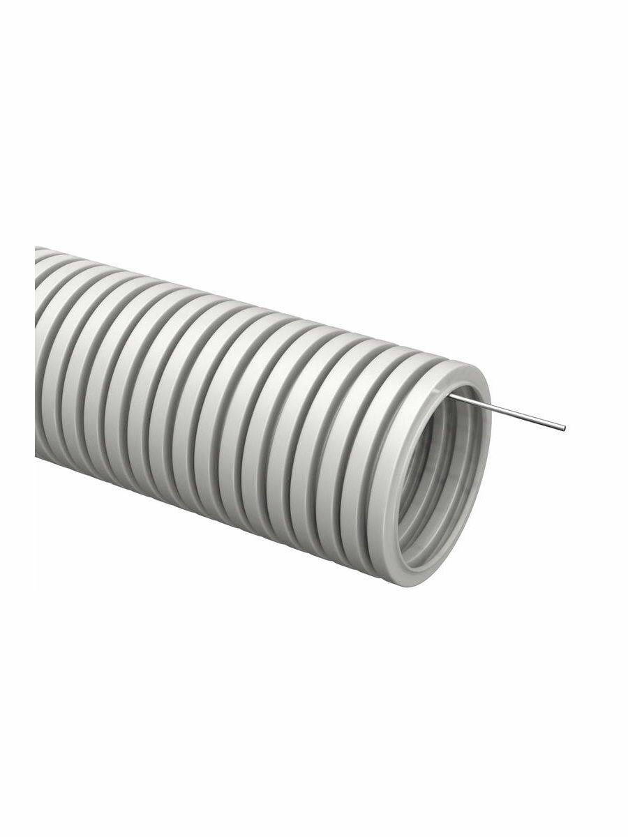 Труба гофрированная ПВХ d20мм с протяжкой сер. (уп.100м) TOKOV ELECTRIC TKE-TG/P-20-C06/100