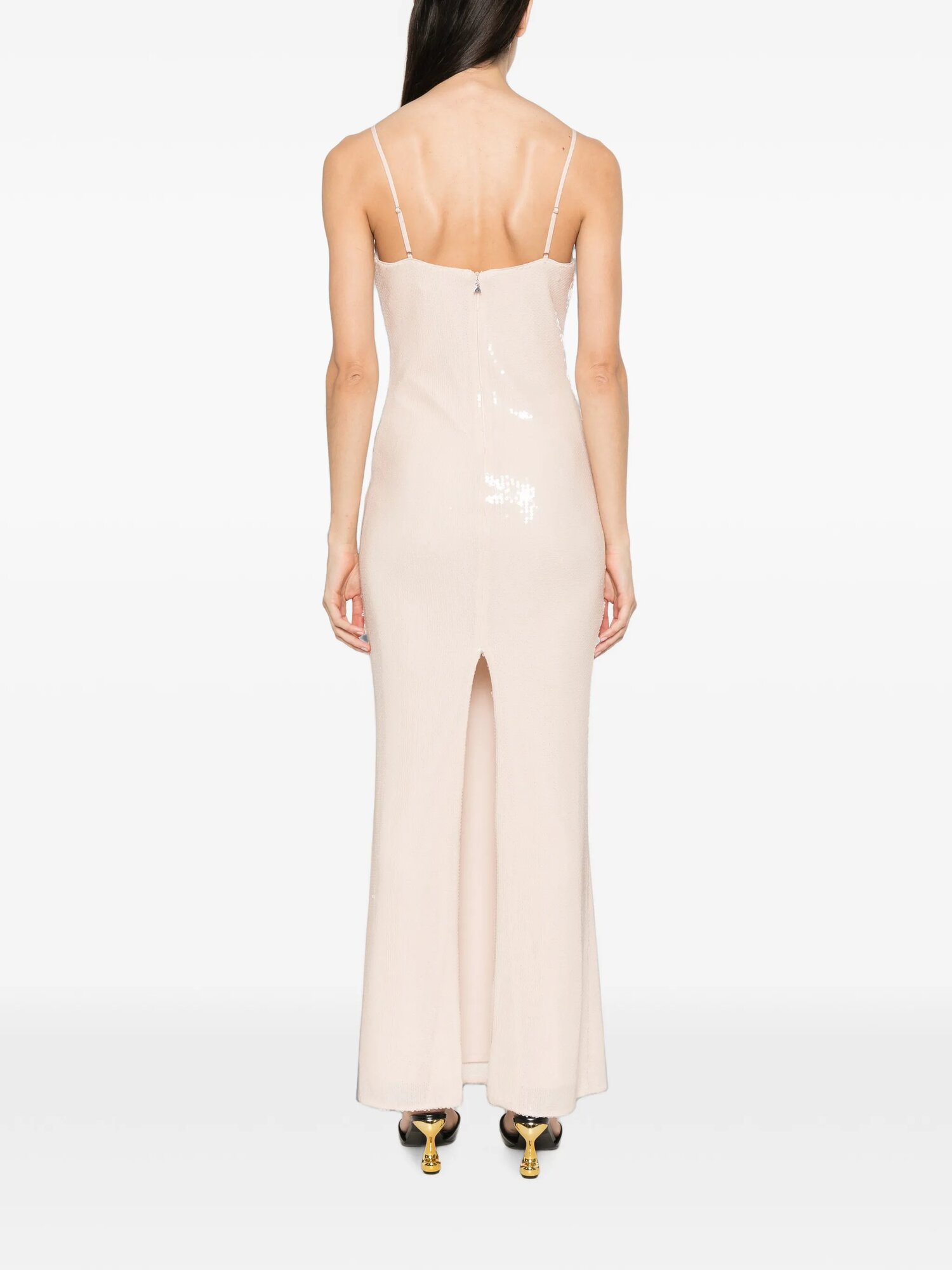 Платье PATRIZIA PEPE Sequin-embellished maxi dress, размер 40, коралловый/розовый — фото 1