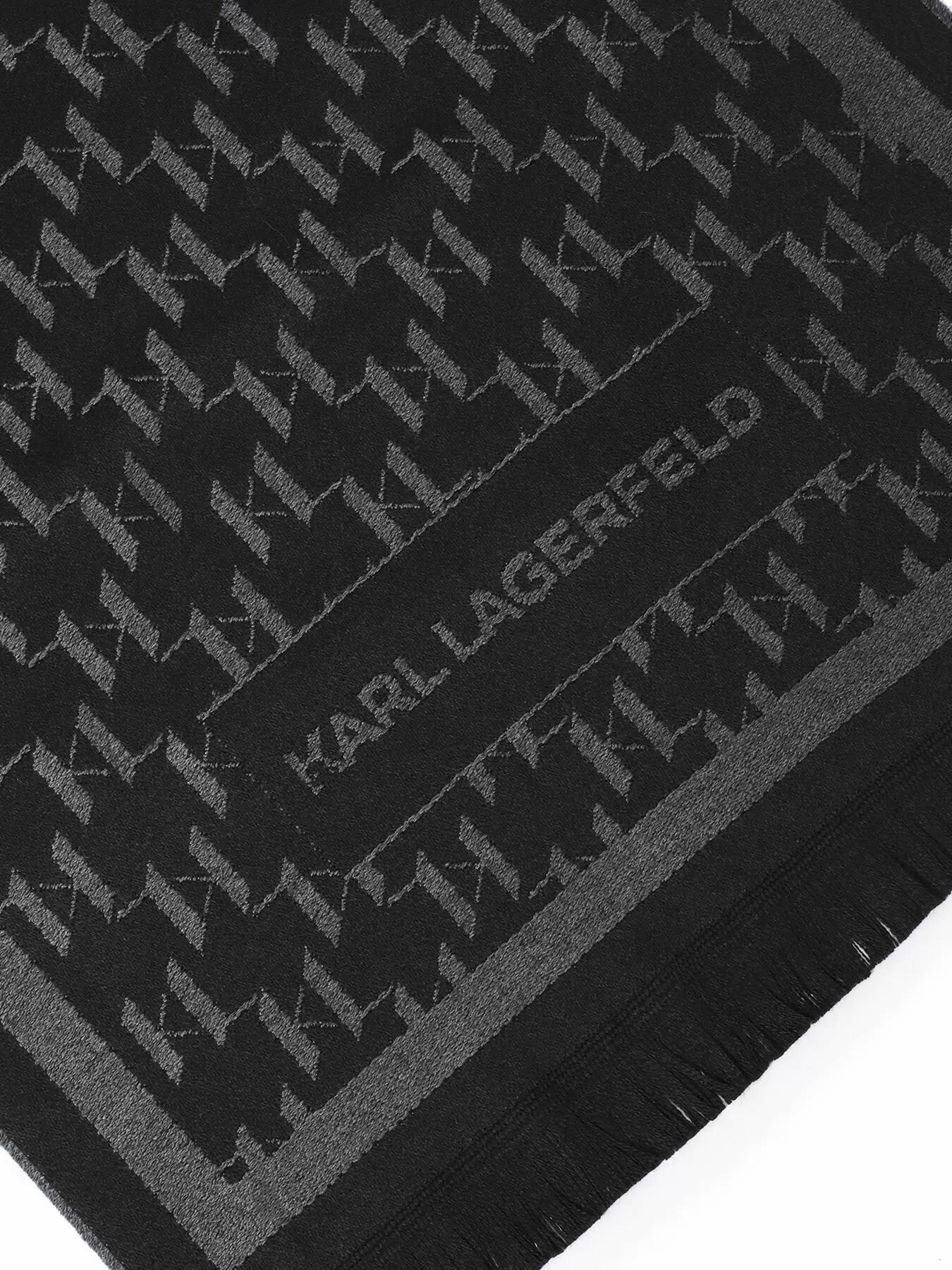 Шарф Karl Lagerfeld для мужчин,190х40 см, универсальный, черный — фото 1