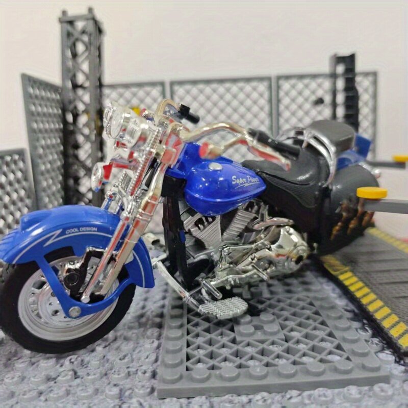 Модель мотоцикла 1:12 Classic Cruiser, синий, из алюминиевого сплава с хромированным покрытием, детализированная конструкция, подарок для любителей мотоциклов