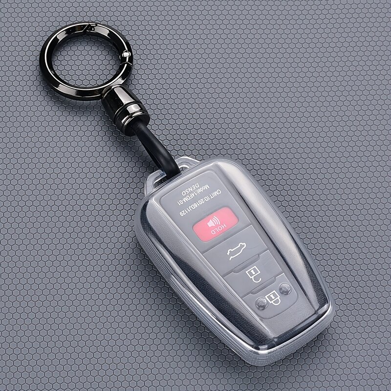 Защитный чехол для ключей Toyota из TPU, прозрачный, с пулевым карабином, подходит для Corolla, Camry, RAV4, Highlander и других моделей