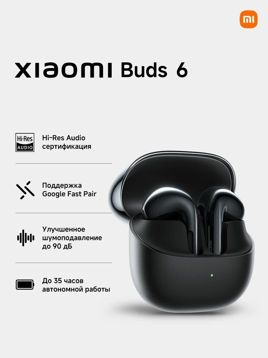 Xiaomi Buds 6 Беспроводные наушники, graphite black