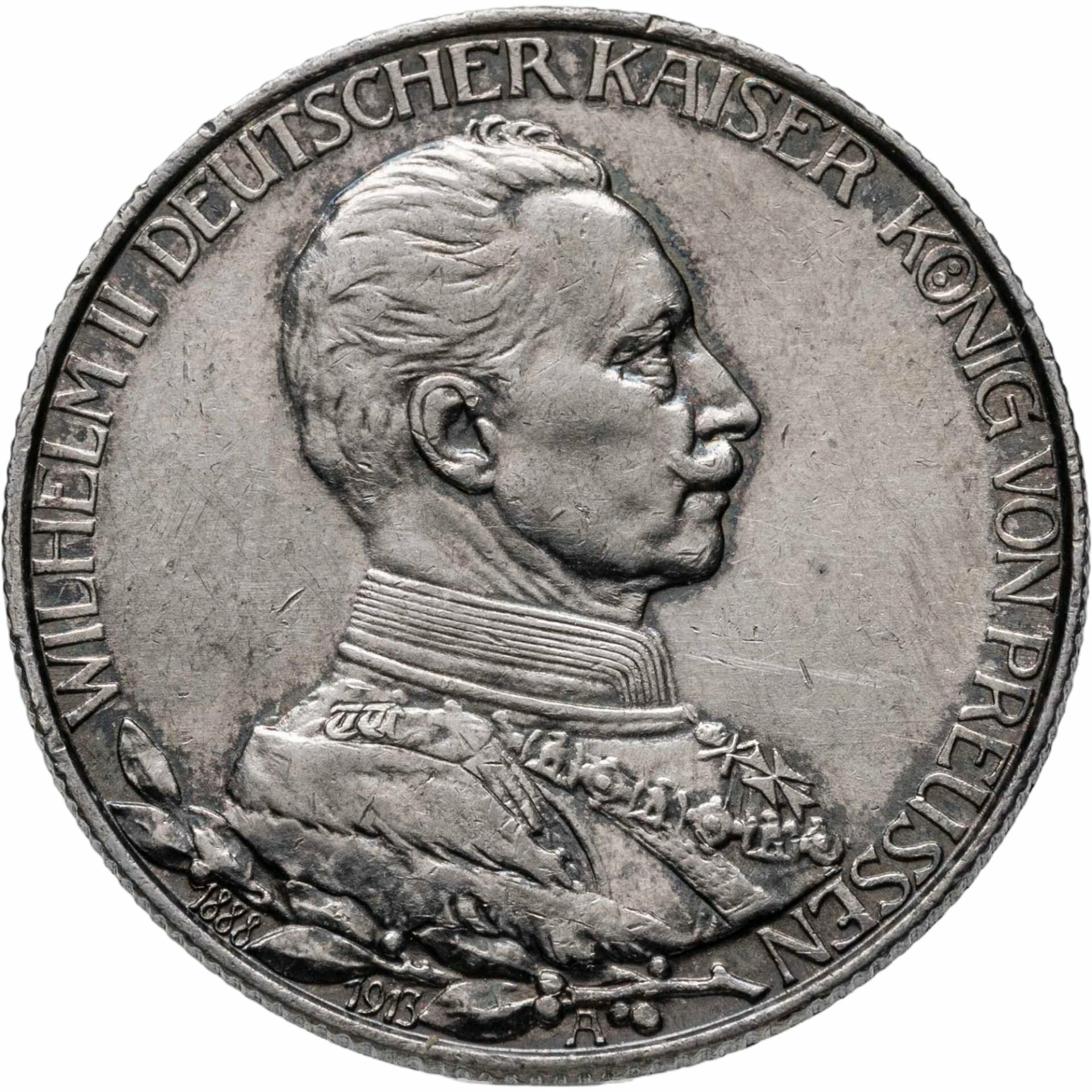 Германия Империя 2 марки mark 1913 25 лет правлению Вильгельма II, Серебро 900, в сохранности XF-AU