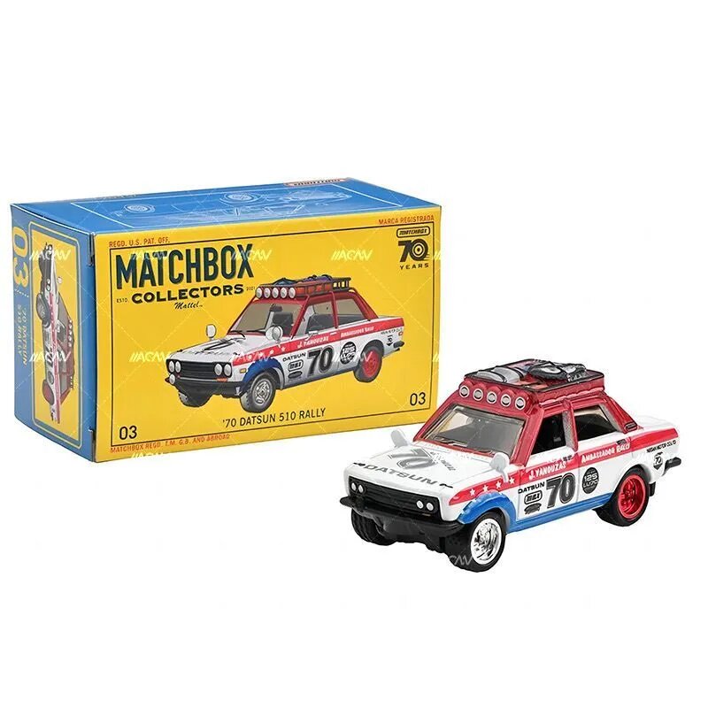 Машинка Matchbox GBJ48 '70 DATSUN 510 RALLY, масштаб 1/64, ABS пластик, Металлический сплав