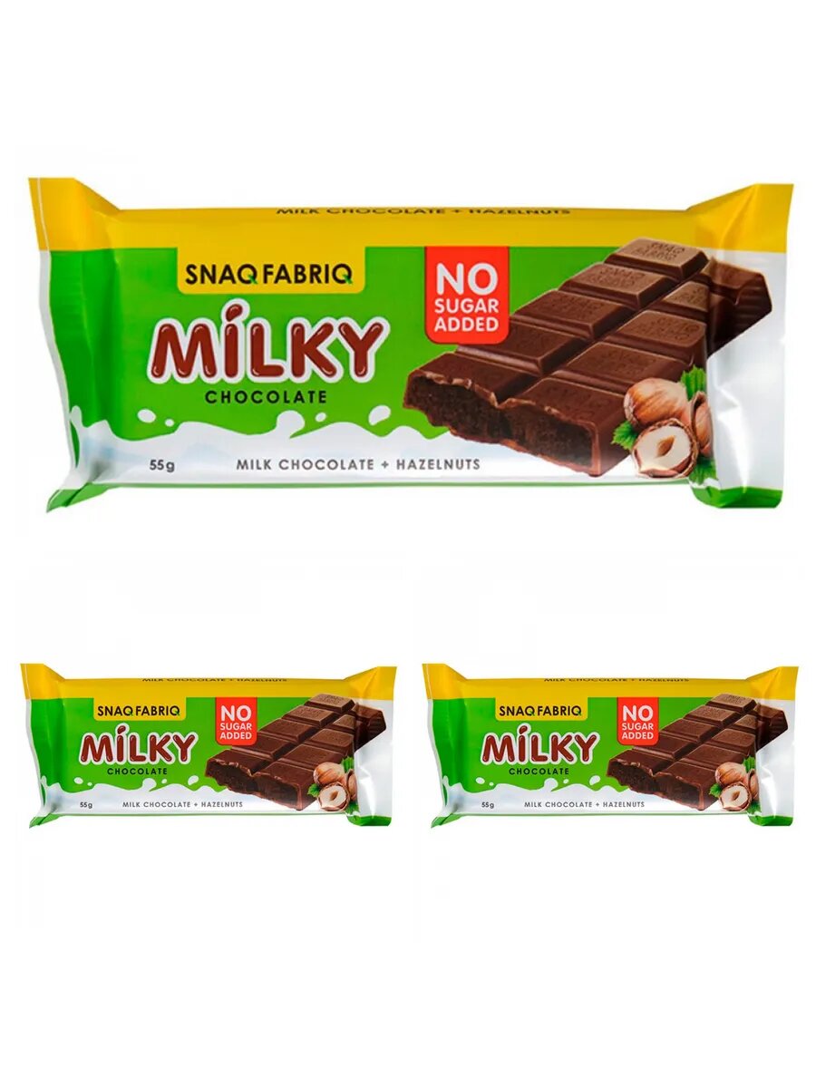 SNAQ FABRIQ Молочный шоколад с начинкой, 3 шт по 55 г