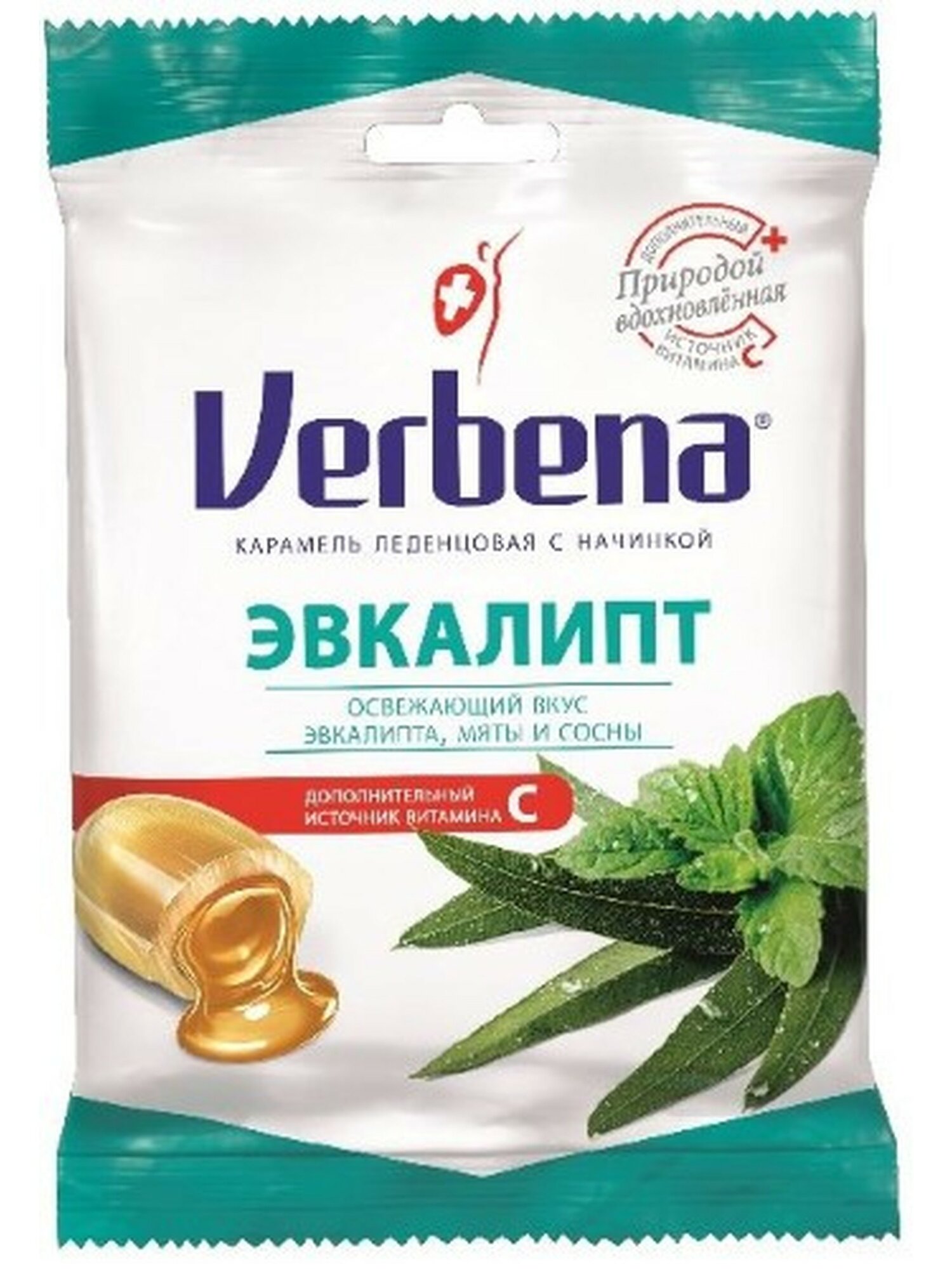 VERBENA эвкалипт карамель леденцовая С начинкой 60,0 — Леденцы весом 3,2 г в индивидуальной упаковке – 18 шт. в пакетик…