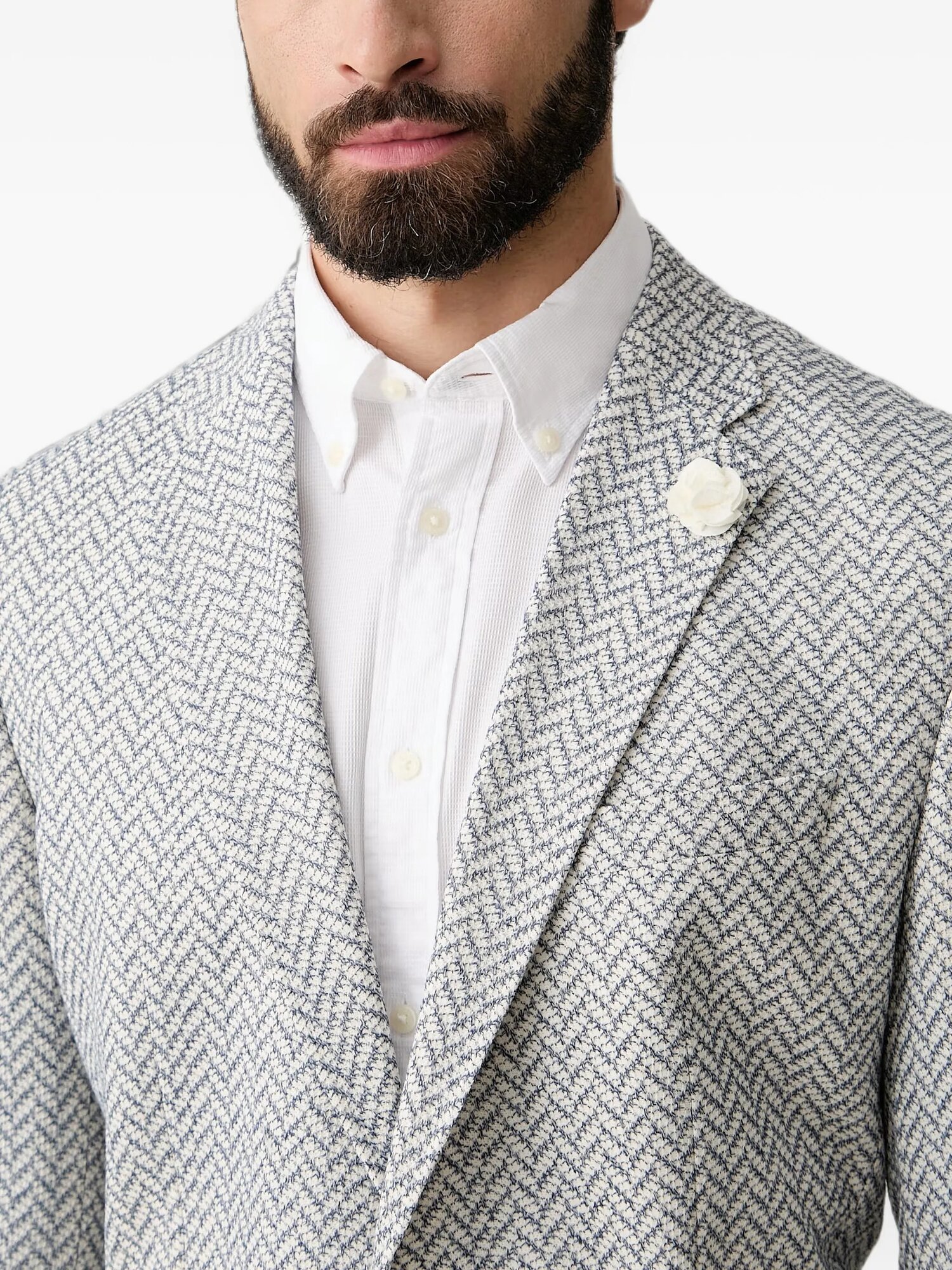 Пиджак JOOP! Herringbone-pattern notch-lapels blazer, размер 56, бежевый/белый — фото 1