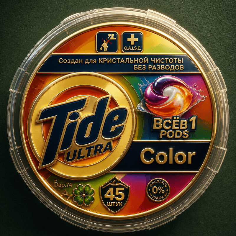 Капсулы Tide для стирки цветного белья, универсальные, 45 шт, 500 г, удобный формат