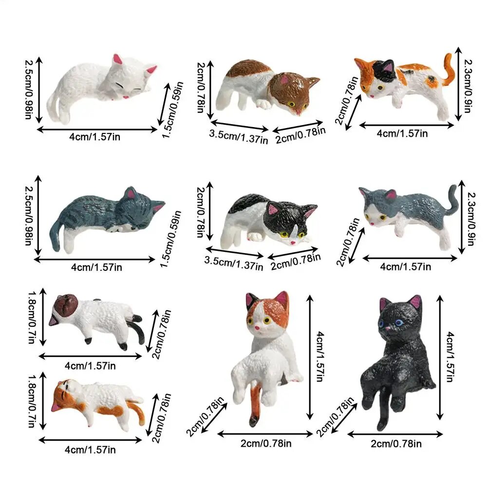 Миниатюрные фигурки кошек из ПВХ