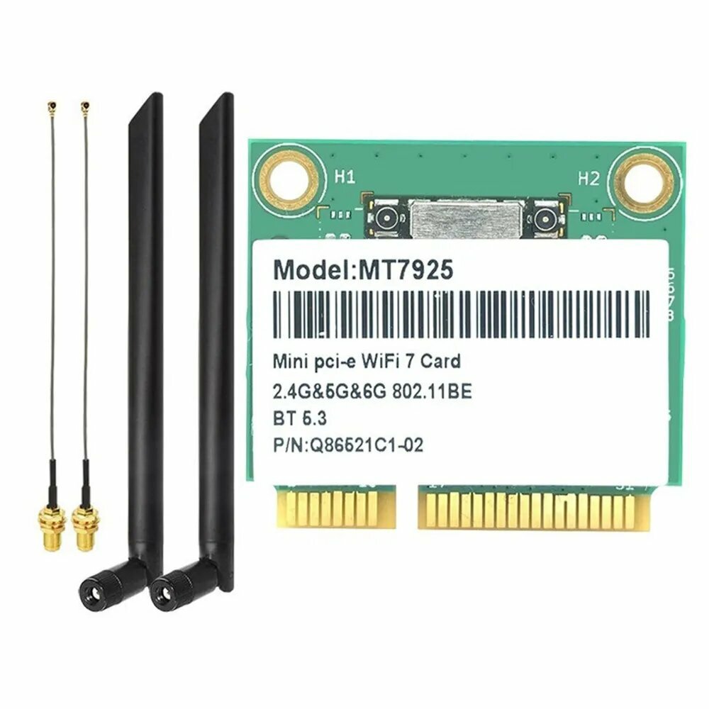 Сетевая Карта MT7925 WiFi 7, 5400 Мбит/С, Антенна Mini PCIE 8DB