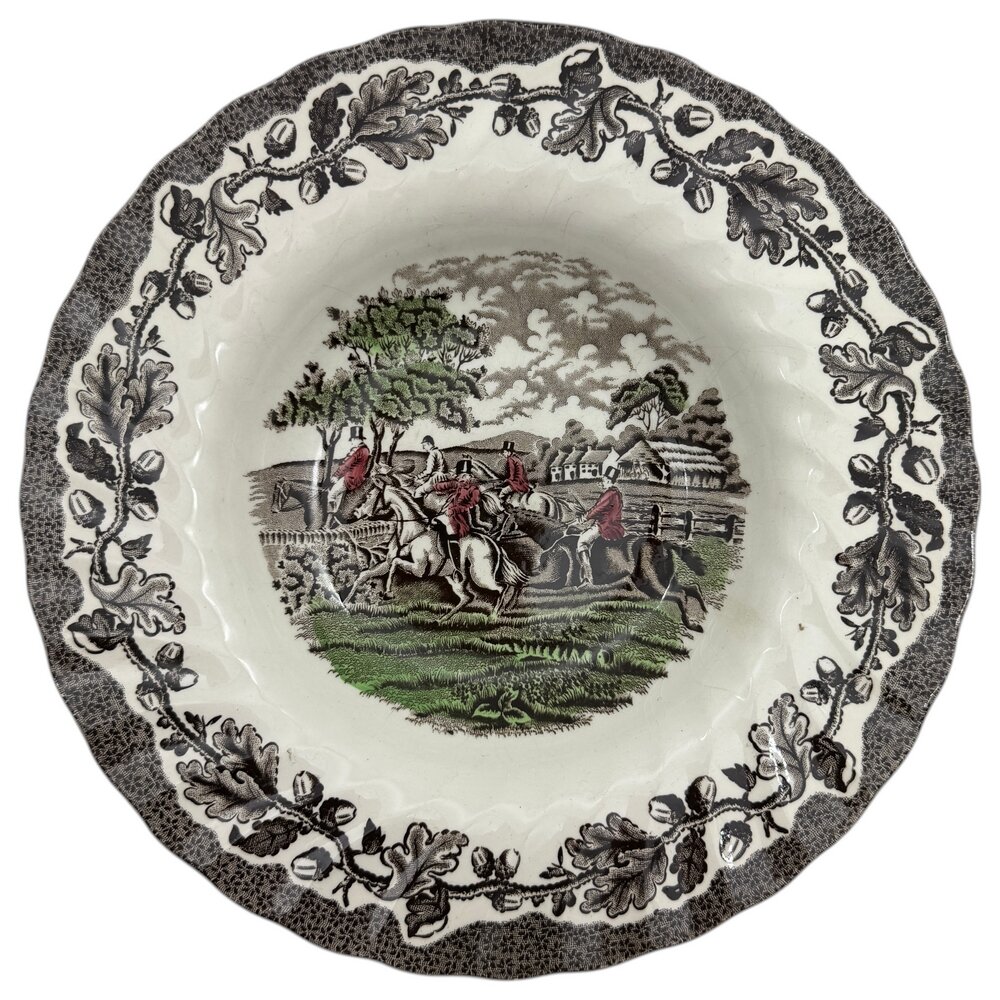 Тарелка "Country Life", 22.5 мл, глубокая, 1982 г, Staffordshire, Myotts, Англия (кракелюр)