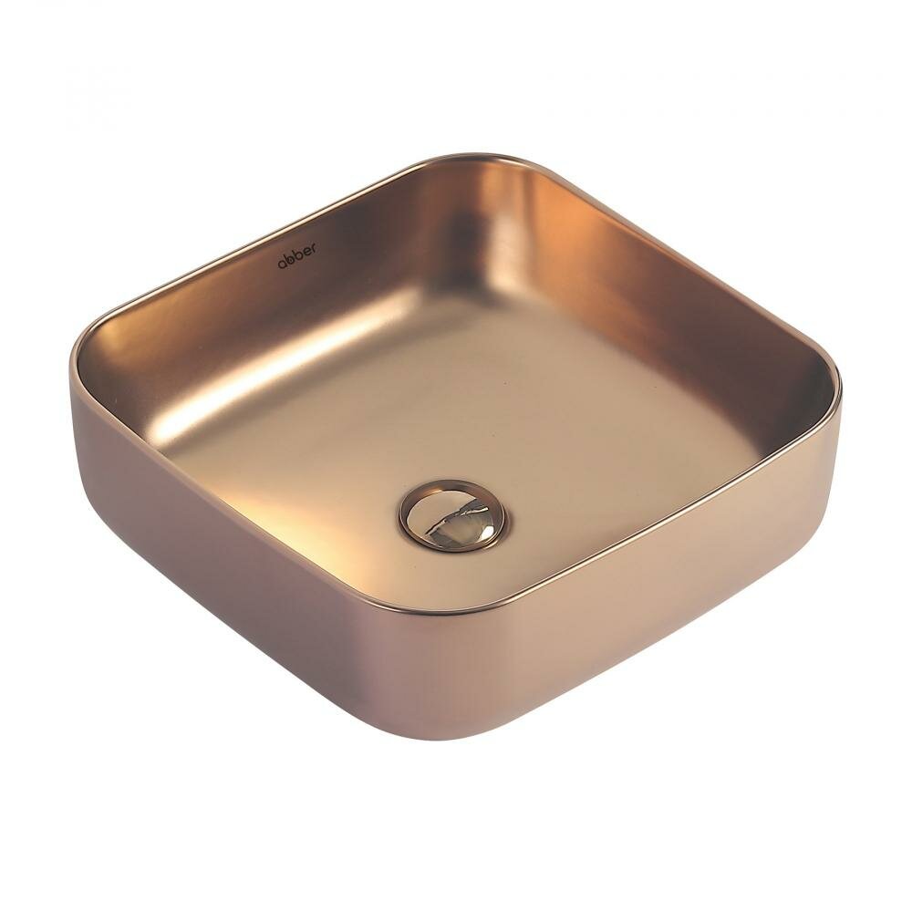 Раковина накладная Abber Rechteck 39 AC2211MRG Розовое золото матовое, фаянс