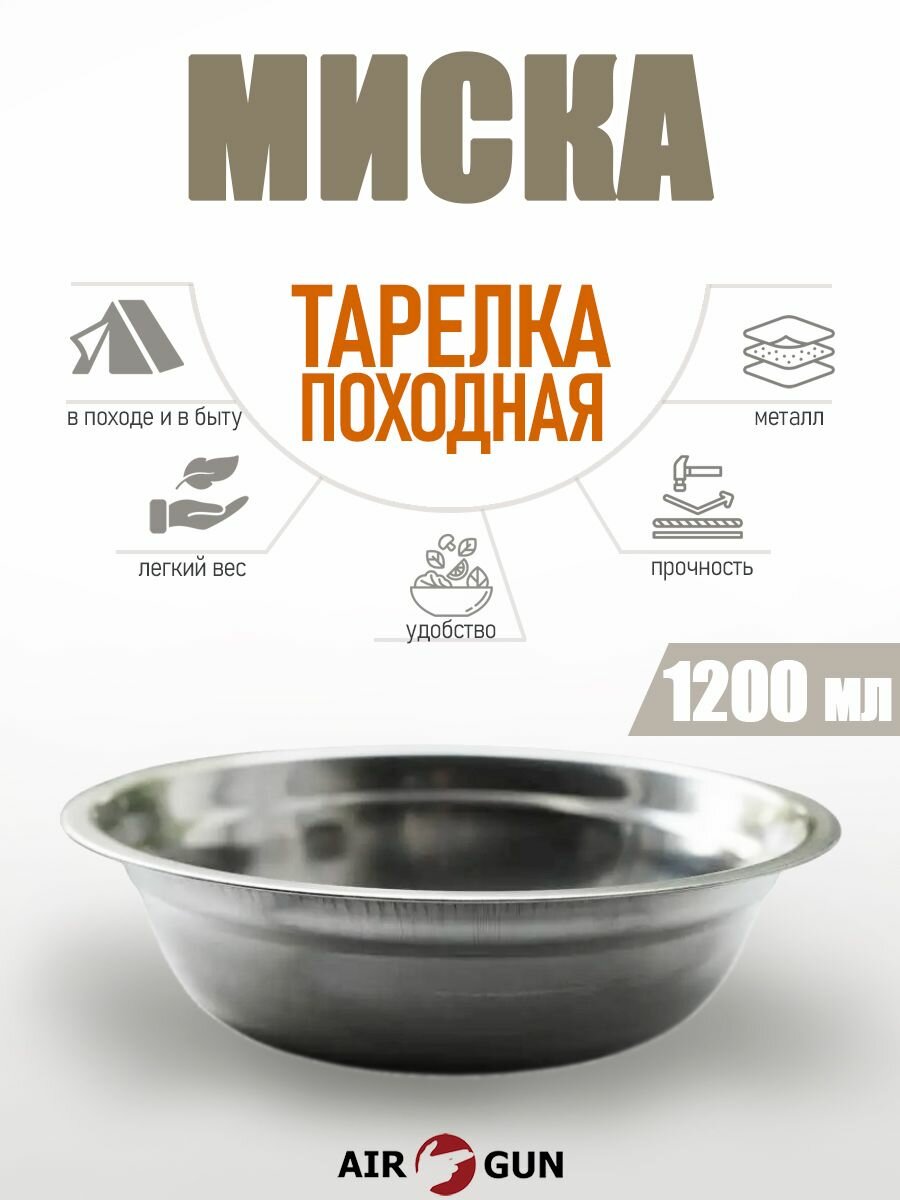 Тарелка металлическая походная