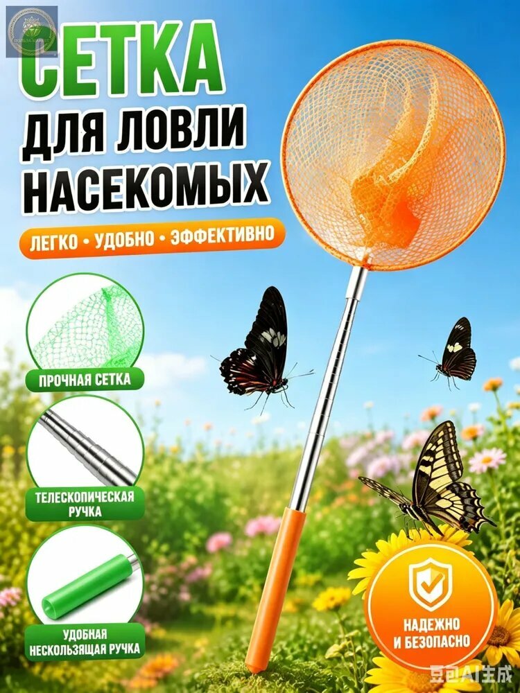 Телескопический сачок для ловли бабочек и насекомых