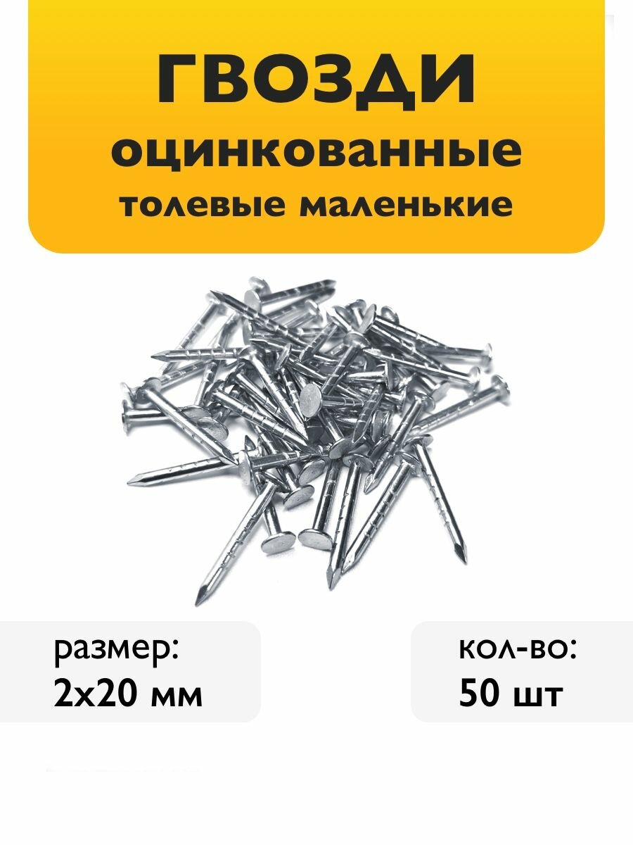 Гвозди (2х20мм, 50шт) маленькие мебельные мелкие гвозди для мебели
