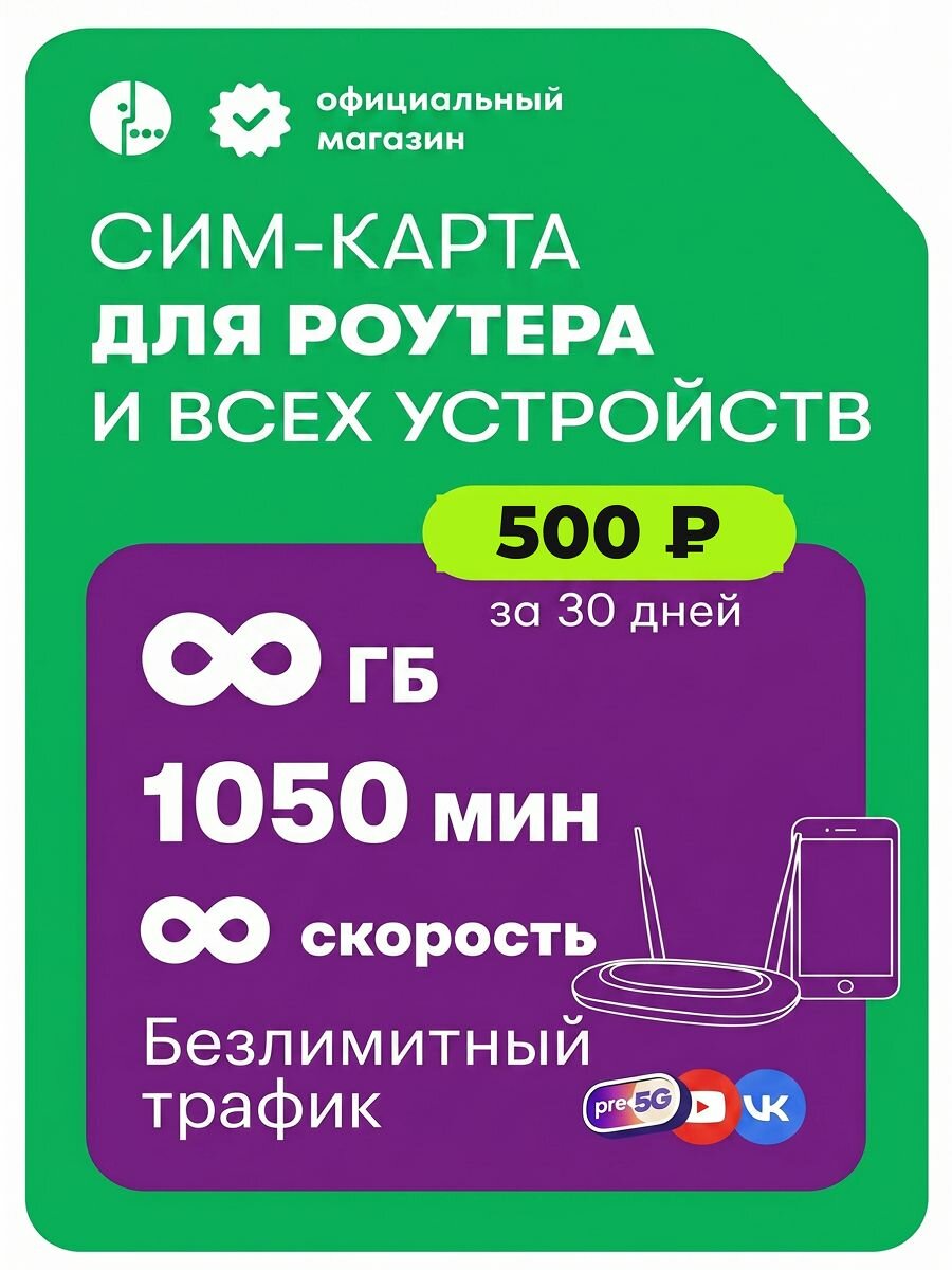 Сим карта безлимитный интернет Мегафон для роутера и телефона безлимит симка для интернета