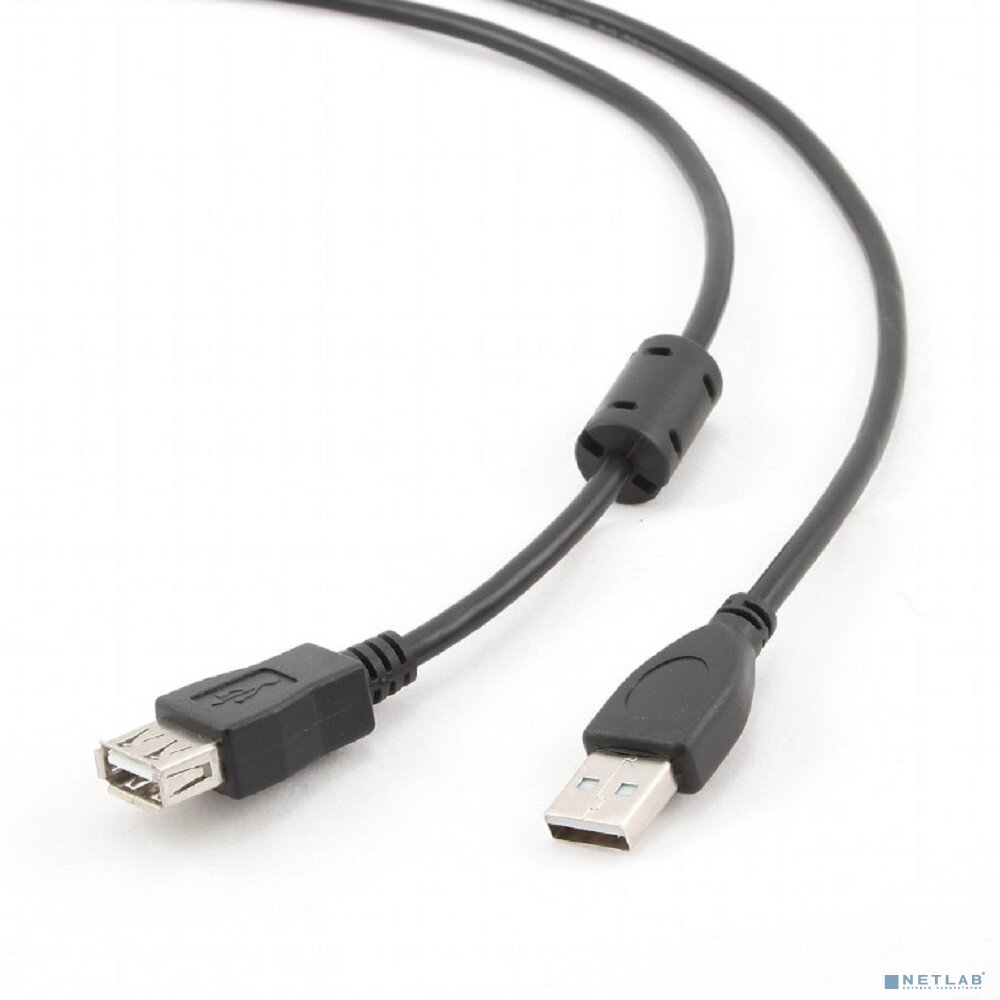 Bion Кабель удлинительный USB 2.0 AM/AF, позолоченные контакты, ферритовые кольца, 1.8 м, черный [BXP-CCF-USB2-AMAF-018]