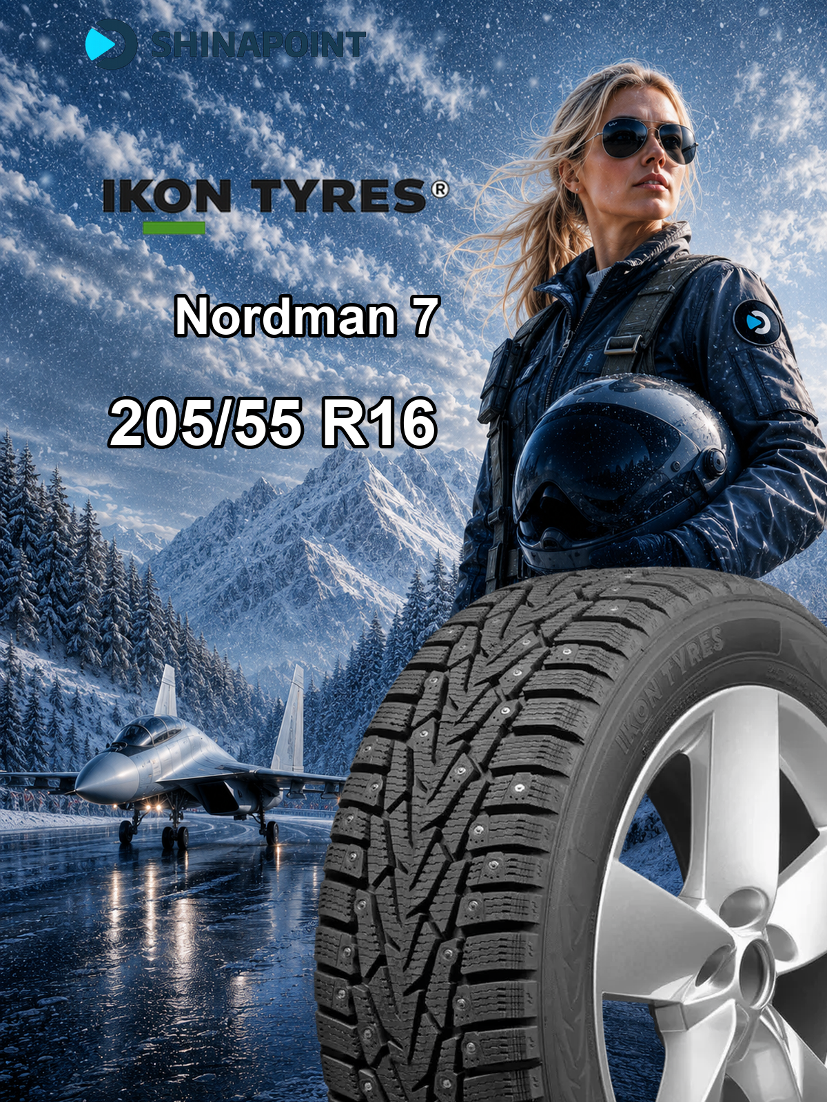 Шины зимние R16 205 55 94 T автомобильная зимняя резина IKON TYRES модель Nordman 7
