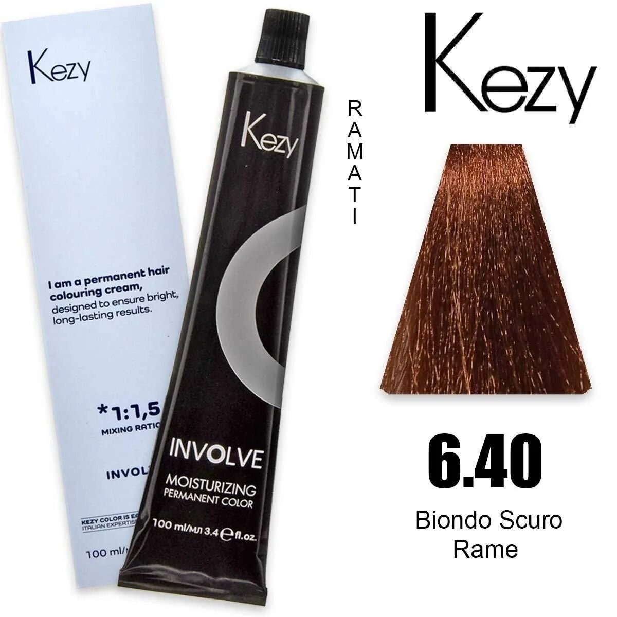 KEZY Стойкая крем-краска темный блондин интенсивный медный 6.40 INVOLVE, 100 мл