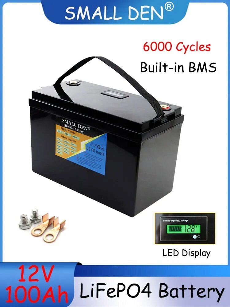 LiFePO4 12.8V 100Ah заменит 200Ah свинца! Лёгкий (10кг), с BMS, для автодома и солнечной станции