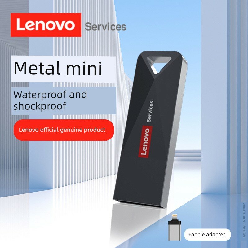 Lenovo Металлический USB-накопитель 64 ГБ с Адаптером для Apple, Высокоскоростной 2.0, Портативный для Мобильного