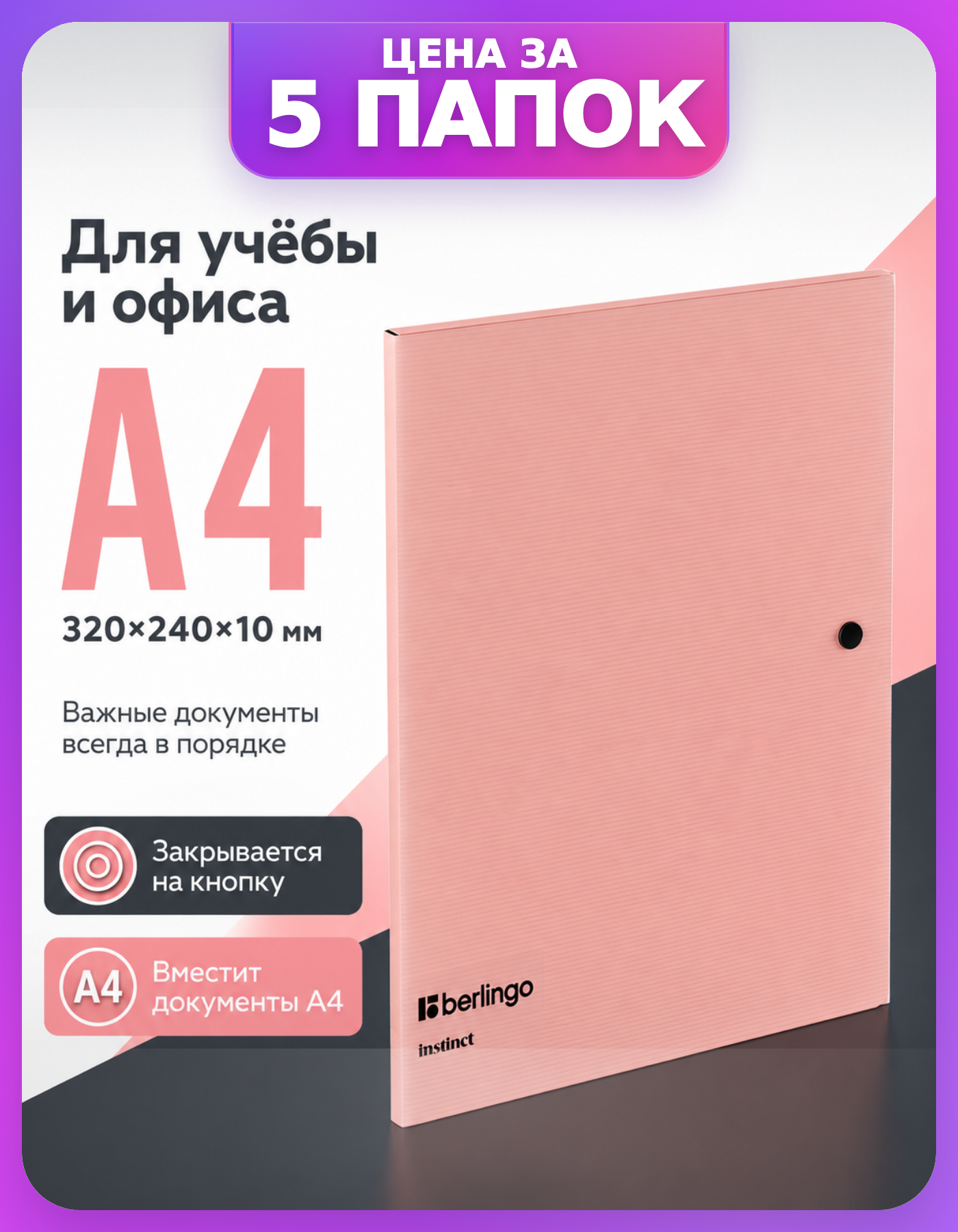Папки для тетрадей А4 Berlingo, 5 шт