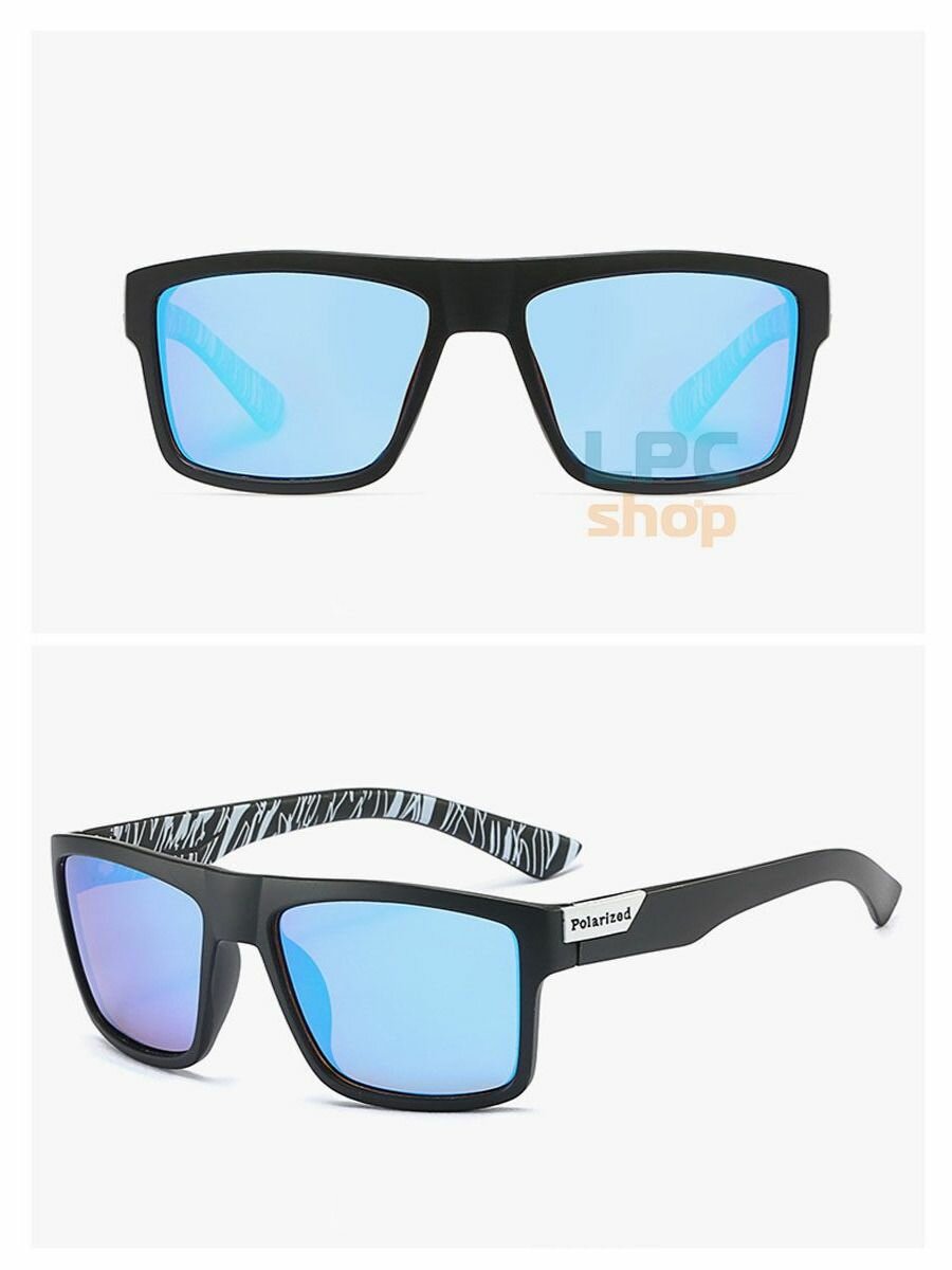 Cолнцезащитные очки для рыбалки Polarized с поляризацией Цвет: Черный с синими стеклами