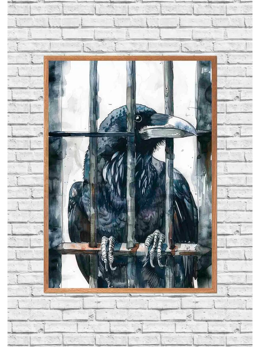 Птица-ворон, преступник в тюрьме 0, Плакат 30x42см