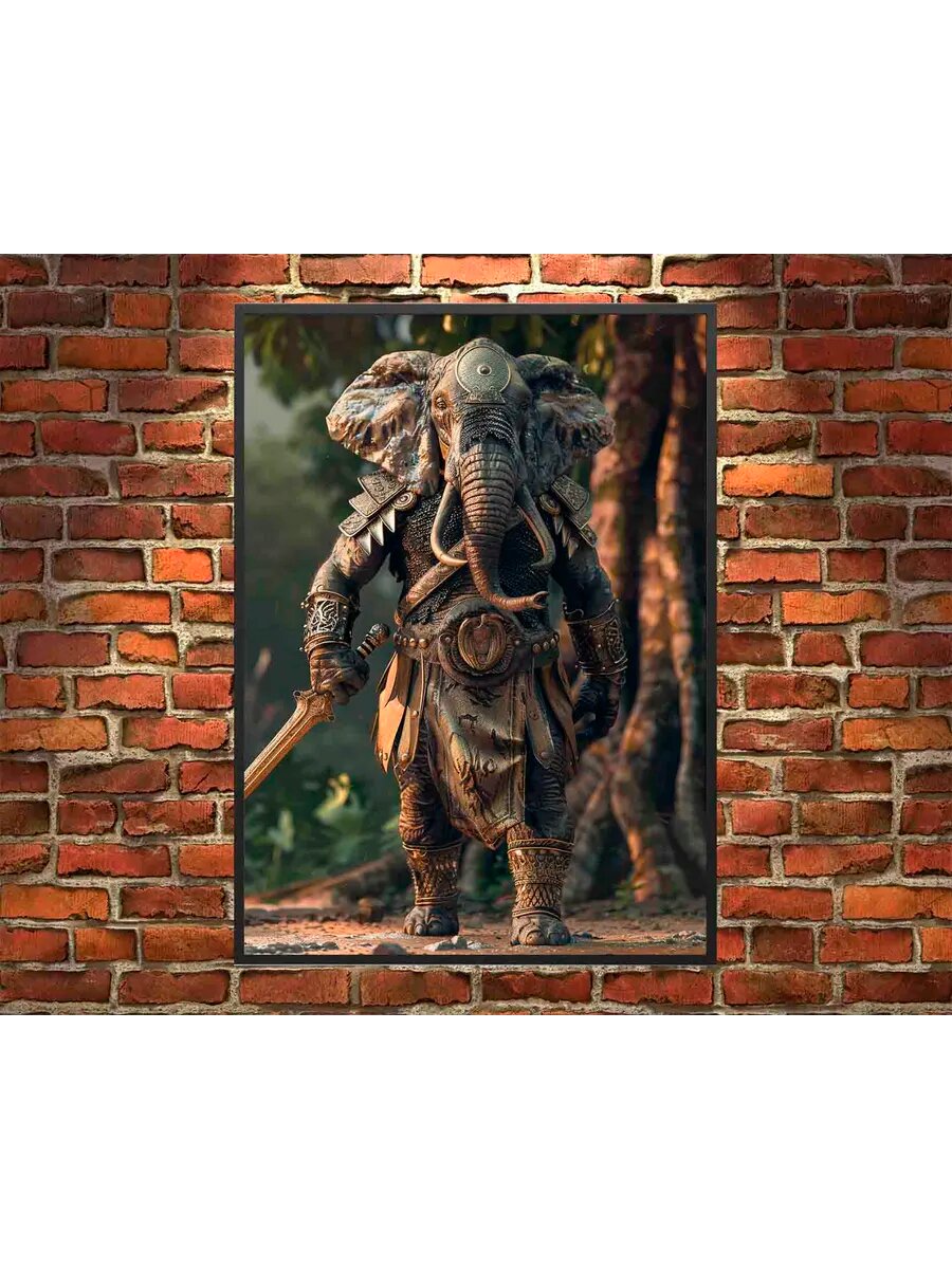 Африканский слон-животное-гладиатор 3, Плакат 30x42см