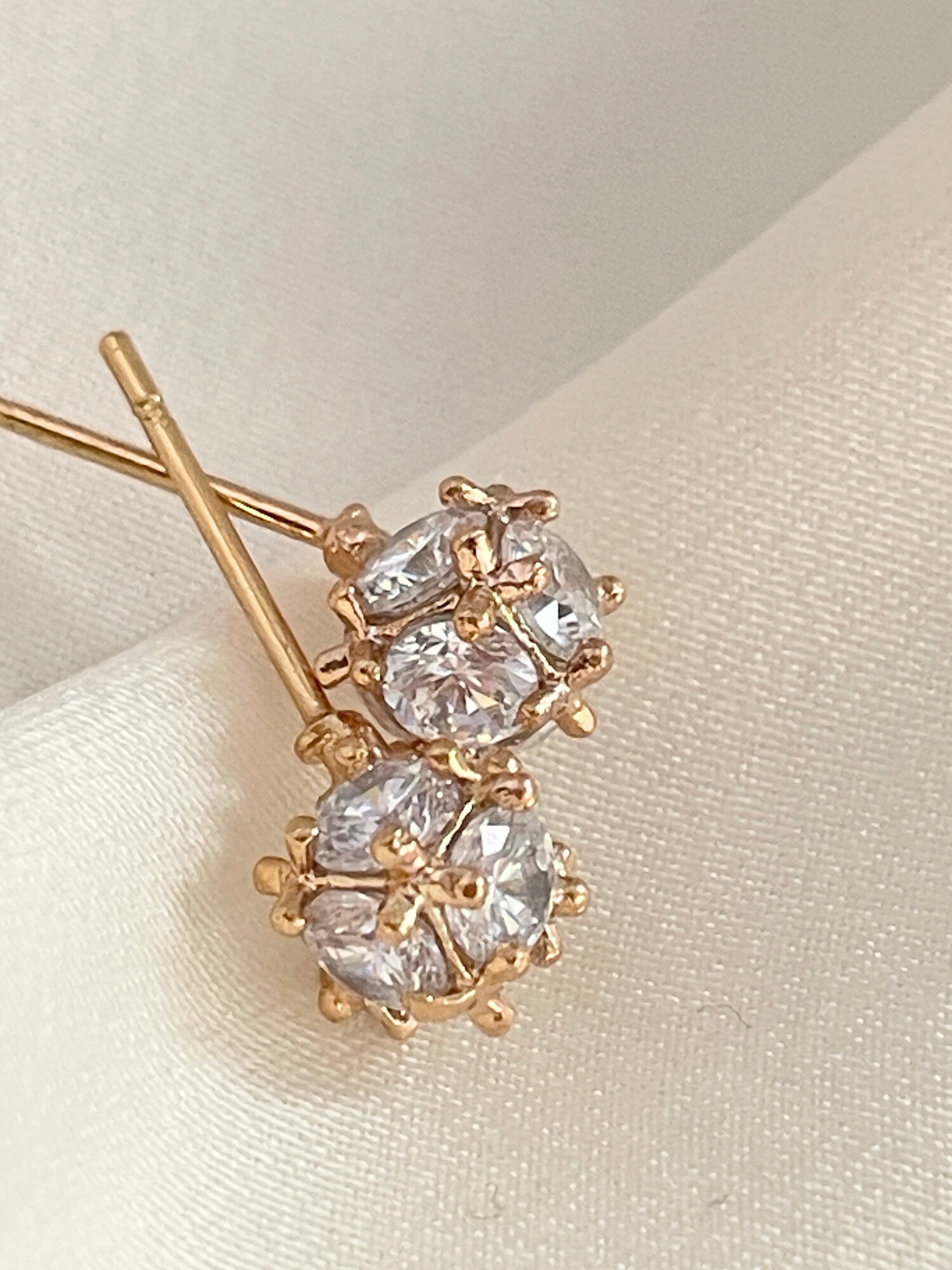 Серьги пусеты, фианит
