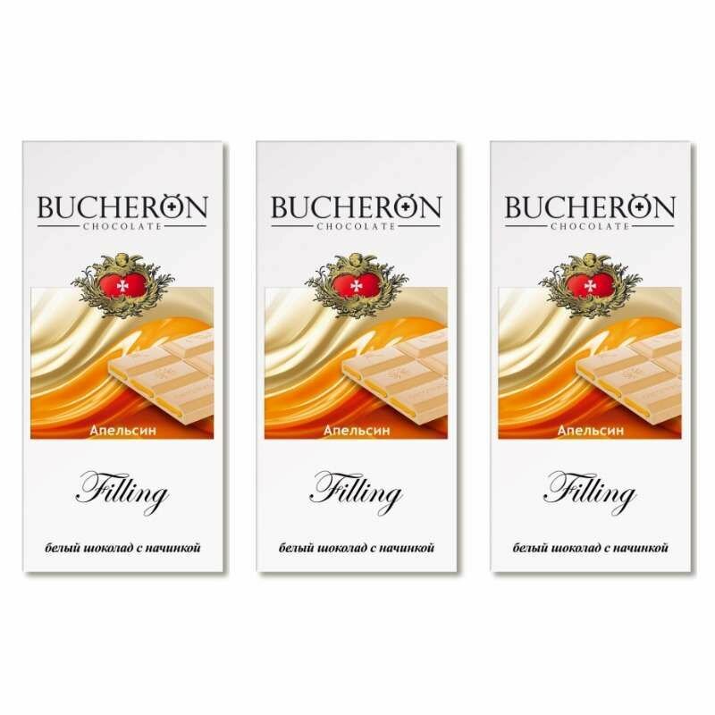 BUCHERON Шоколад белый Filling со вкусом апельсина, 85 гр, 3 уп