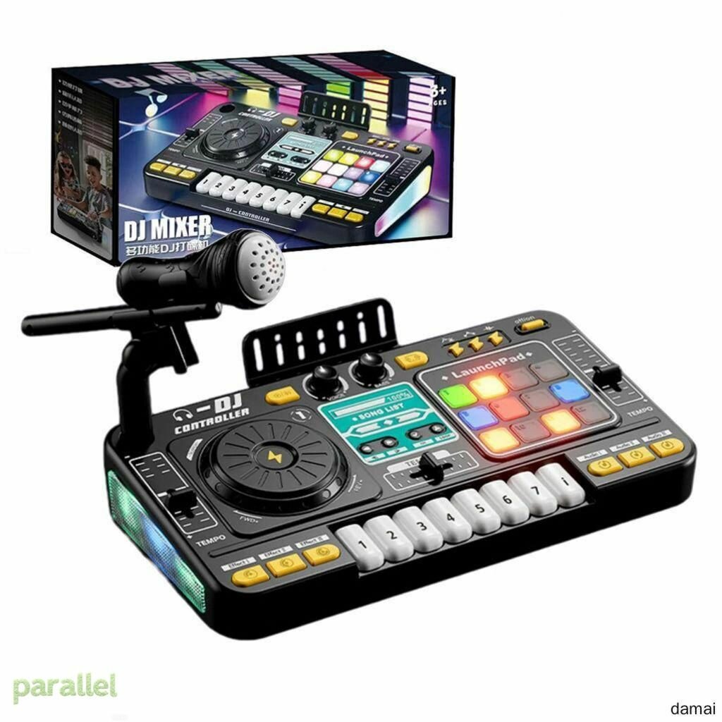 Детский DJ-контроллер с микрофоном и подсветкой, развивающая музыкальная игрушка для детей 3-10 лет