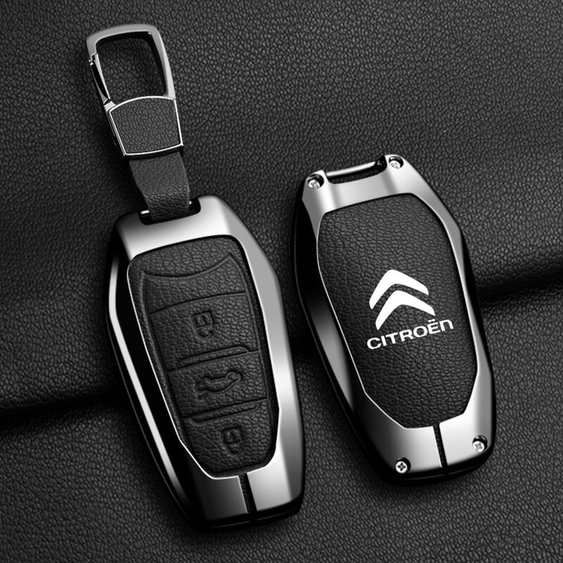 Ключевой брелок Citroen с черным гравированным рисунком и зажимом B01, кожаный материал, стиль А