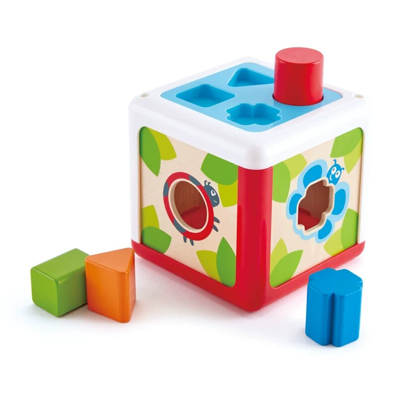 Hape Цветной ящик с деревянными блоками для сортировки для малышей 1-3 лет - Обучающая игрушка