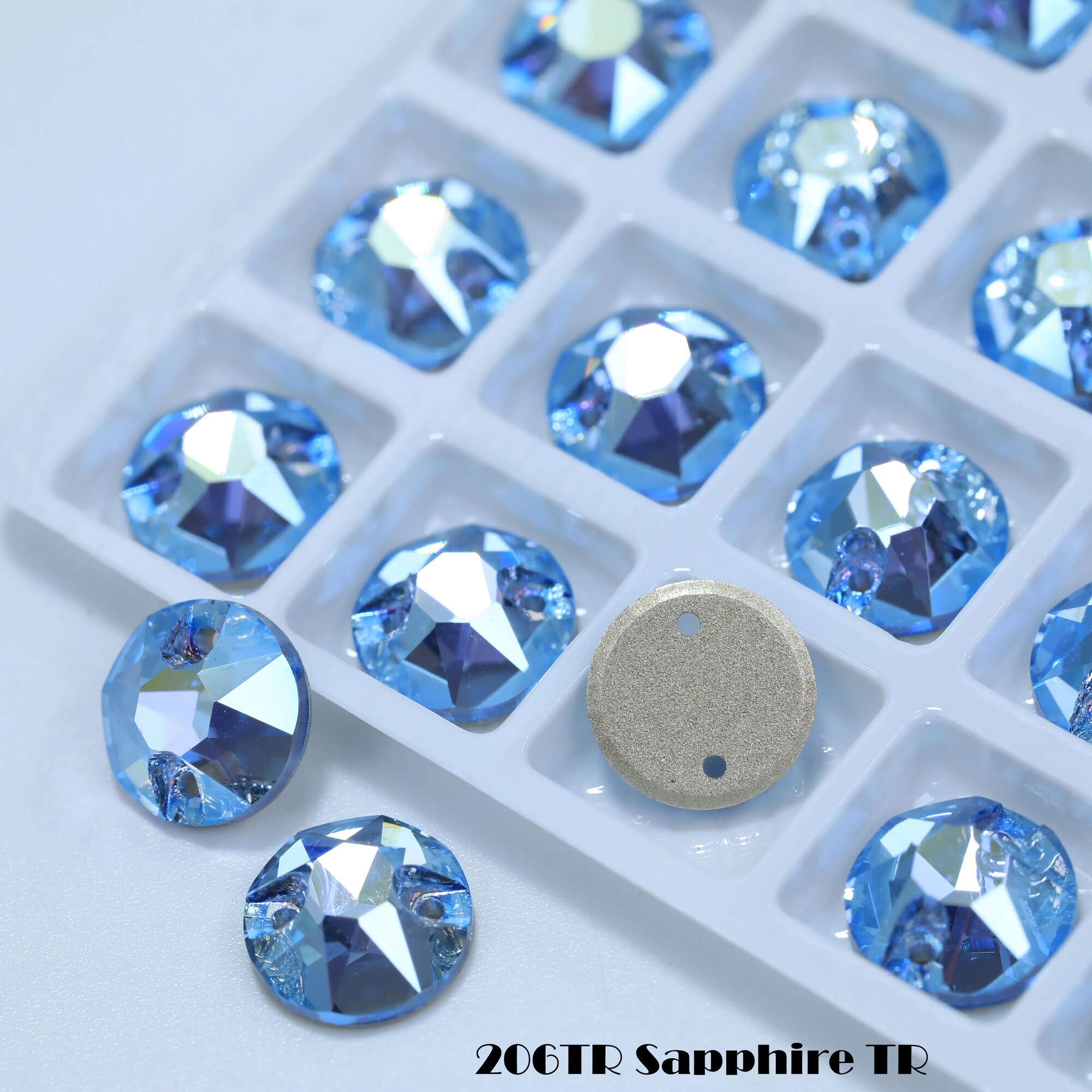 Стразы 10 мм, 206TR Sapphire, 45 шт