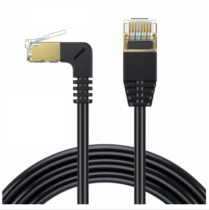 Ультратонкий кабель Ethernet Cat8 SFTP 40 Гбит/с 2000 МГц Cat 8 RJ45 Сетевой кабель ЛВС, угол 90 градусов вверх/вниз, кабель Ethernet RJ45 для Интернета