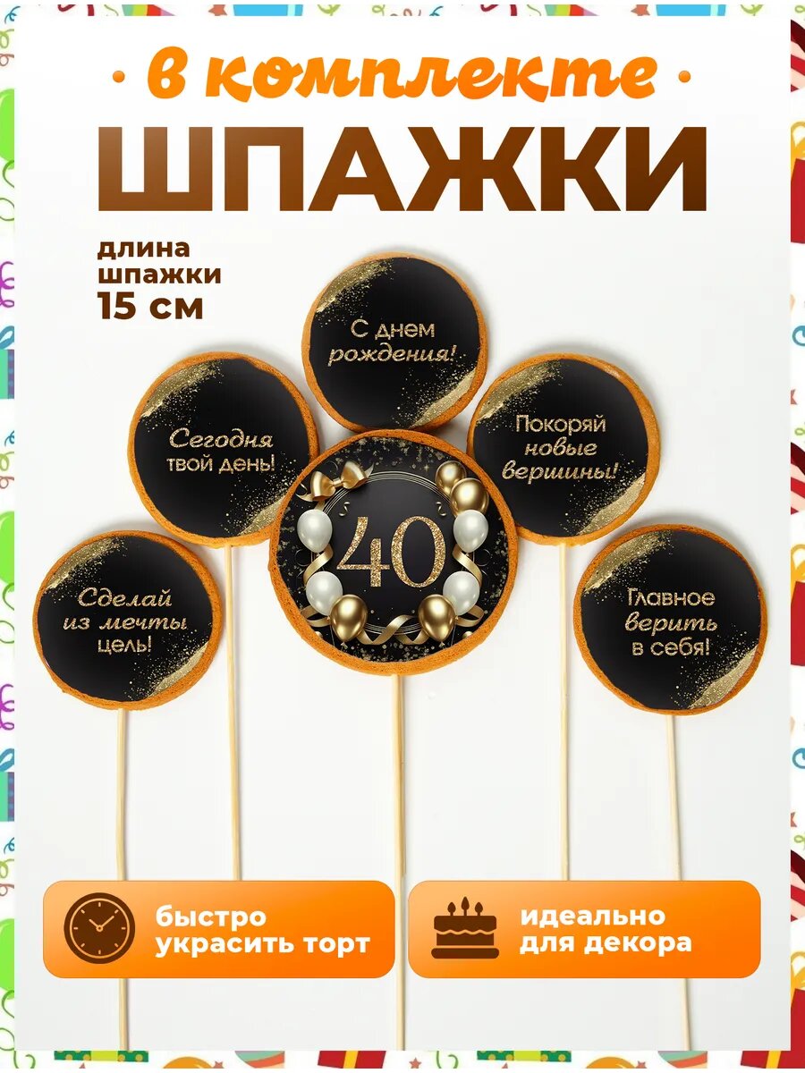 Топпер на торт 40 лет — фото 1