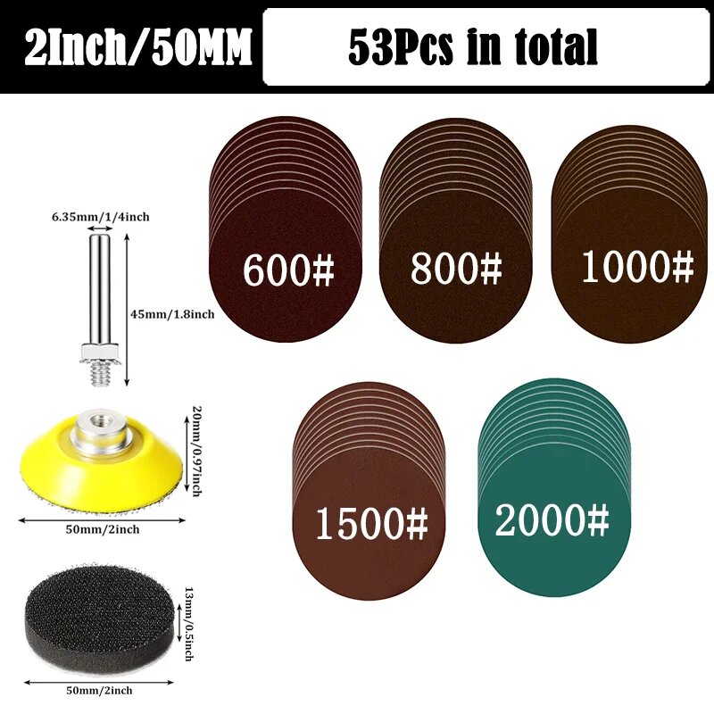 Набор наждачной бумаги VIBRATITE 2 дюйма 60-3000 grit 3-204 шт. 600-2000 53pcs A