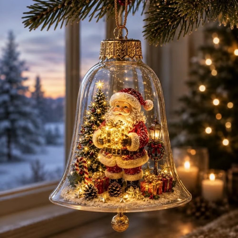 Елочные украшения, Портативная светящаяся мини-композиция Holiday Scene в форме рождественского колокольчика