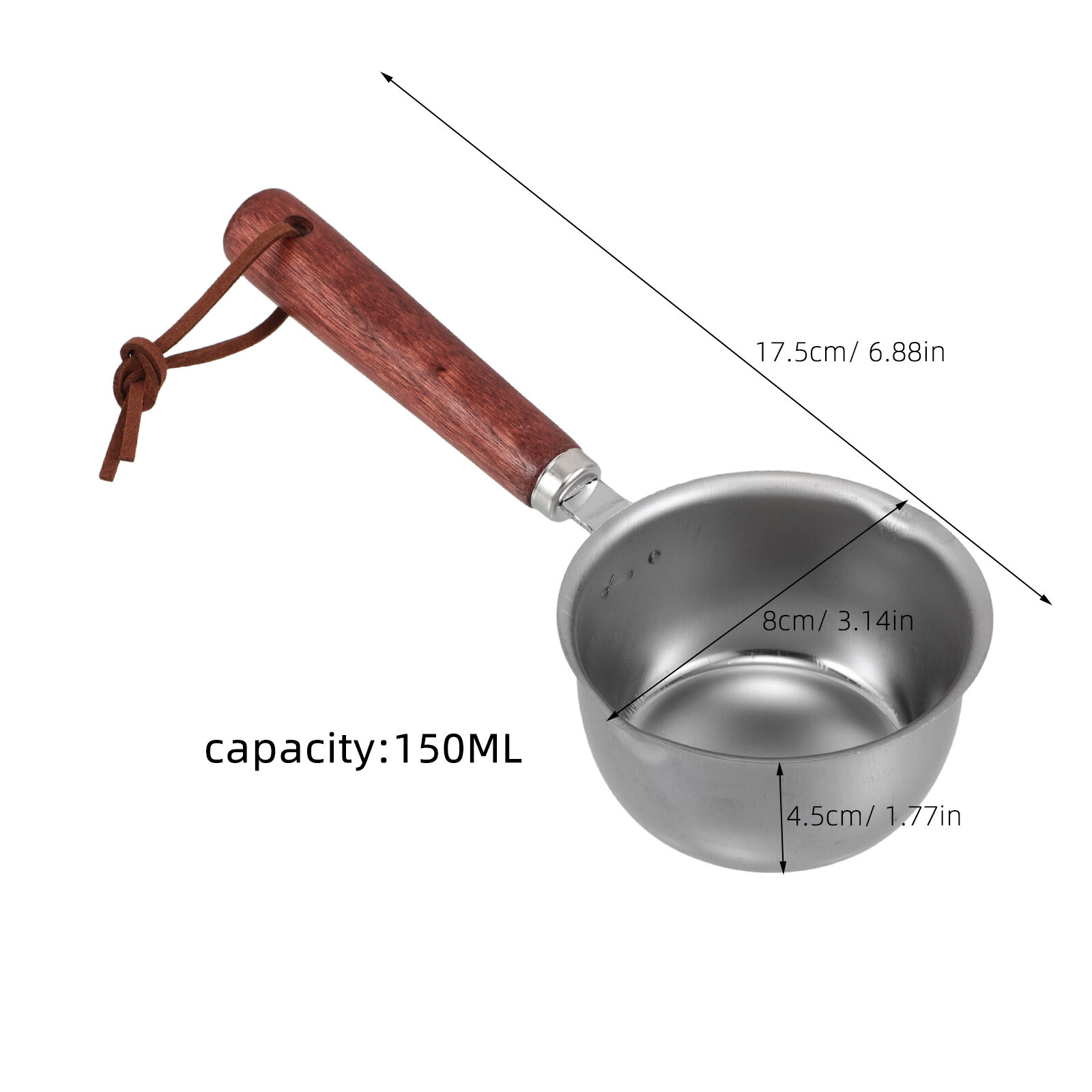 Стainless Steel Oil Pot With Wooden Handle Для Приготовления Чили Масла 150 Мл 17.50X8.00X4.50Cm