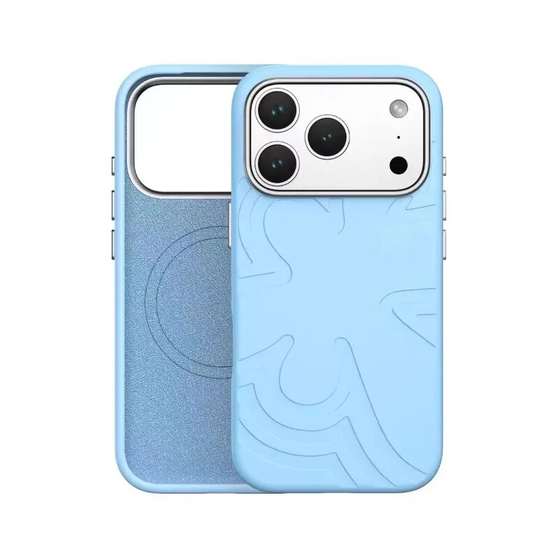 Магнитный жидкий силиконовый чехол для MagSafe для iPhone 17 iPhone17 Про Макс, Голубой, Sky Blue