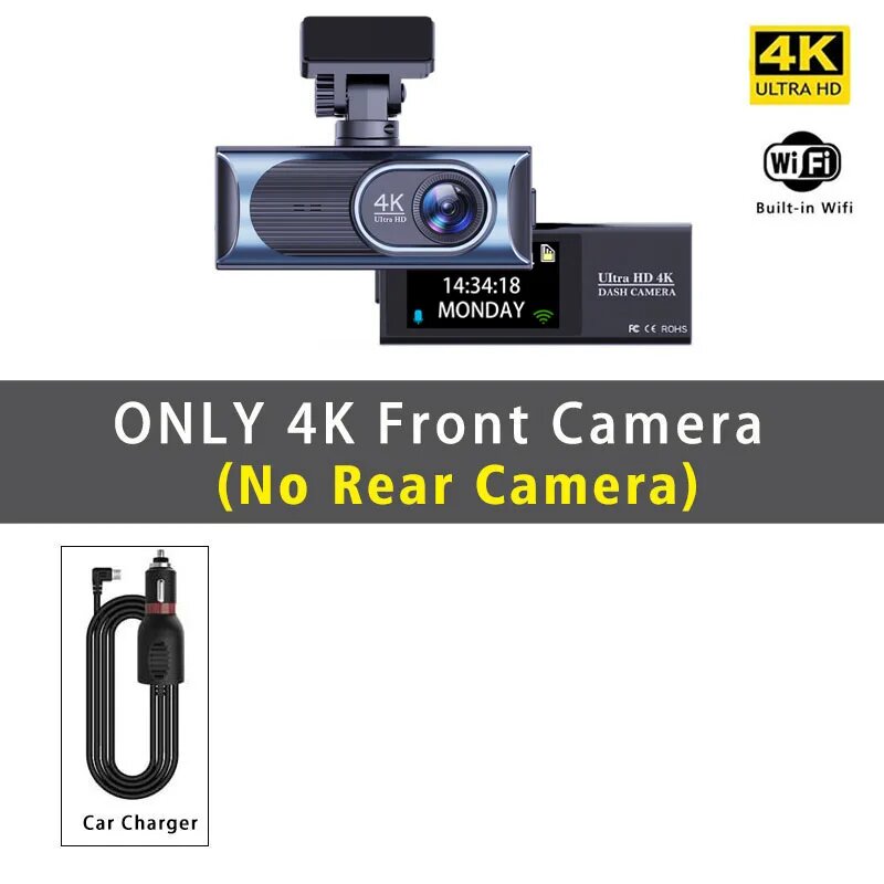 Видеорегистратор 4K Ultra HD, WiFi, EA26-No Rear