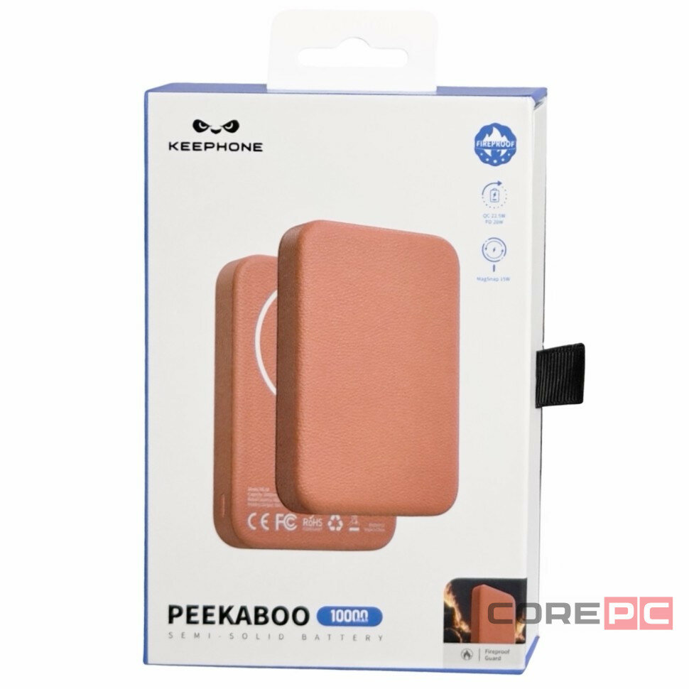 Powerbank магнитный с MagSafe Keephone Peekaboo 10000mAh кожаный оранжевый