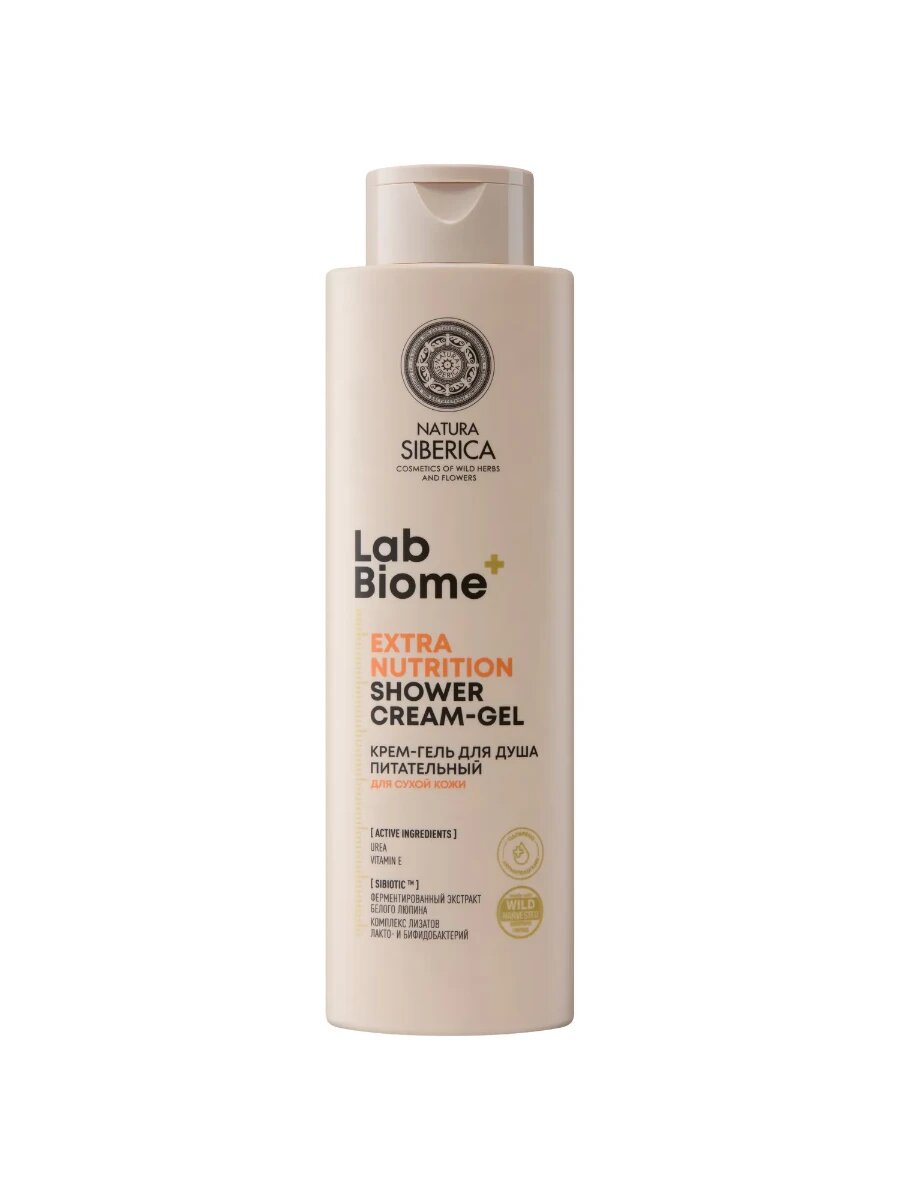 Питательный гель-крем для душа Natura Siberica LAB Biome Extra Nutrition для сухой кожи, 500 мл