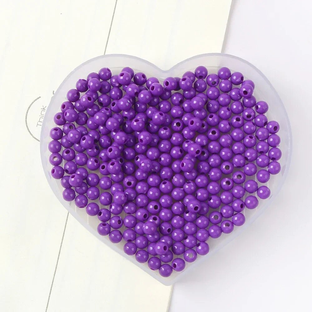 Круглые акриловые бусины 3мм 4мм Фиолетовый, 3mm x1000pcs, 23