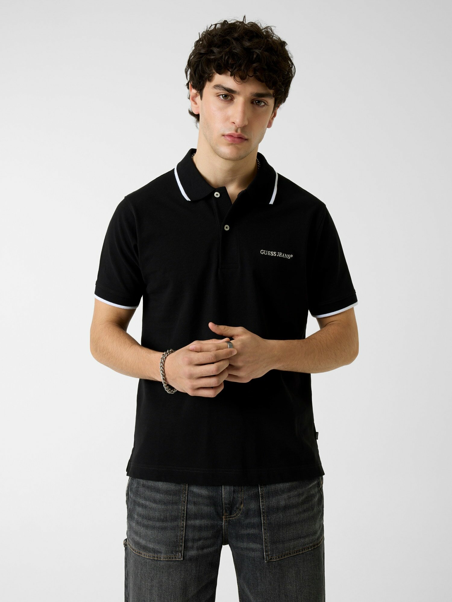 Поло GUESS JEANS GJ REG EMBRO SS POLO TIPPING
