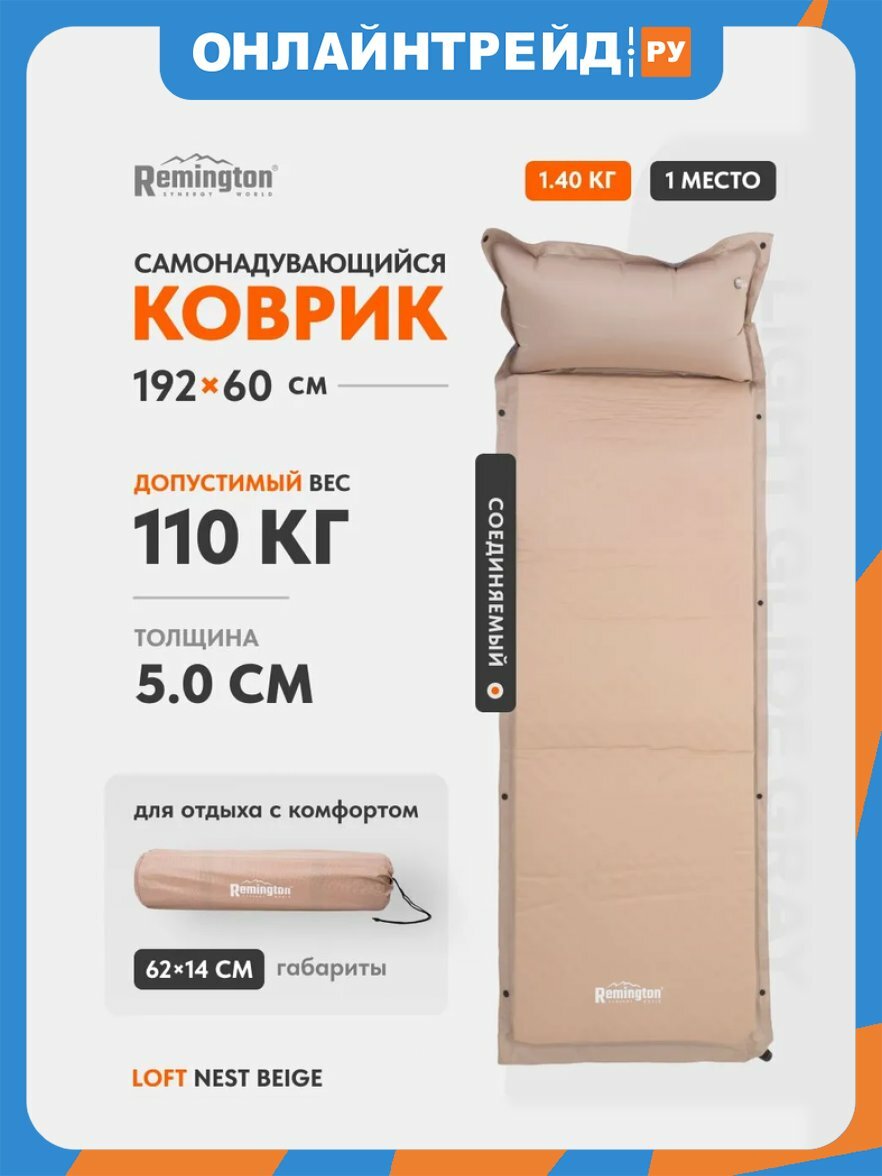Коврик туристический самонадувающийся Remington SW Remington Loft Nest Beige