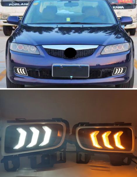 Mazda 6 2005-2009 DRL Дневный бег света светодиодная туманная лампа поворотный сигнал белый желтый синий автомобильные аксессуары 12V, 2 шт.