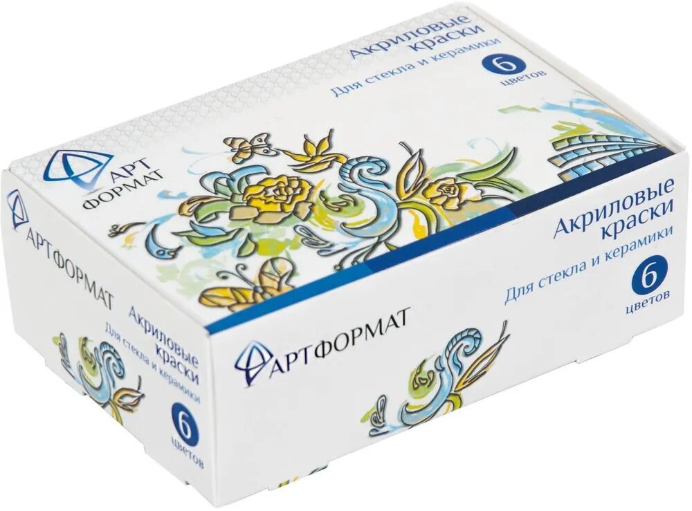 Краска акриловая АРТформат, для стекла и керамики, 6 цветов по 22 мл