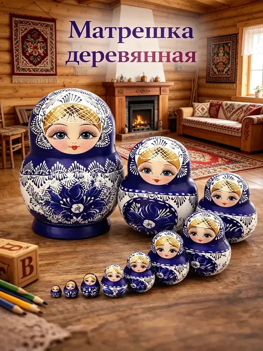 Матрешка деревянная 10 Штук